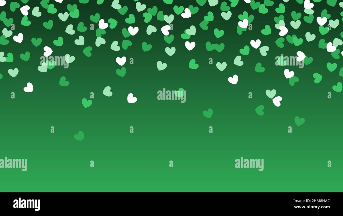 Confetti hearts falling down. Green heart confetti. Valentine's Day ...