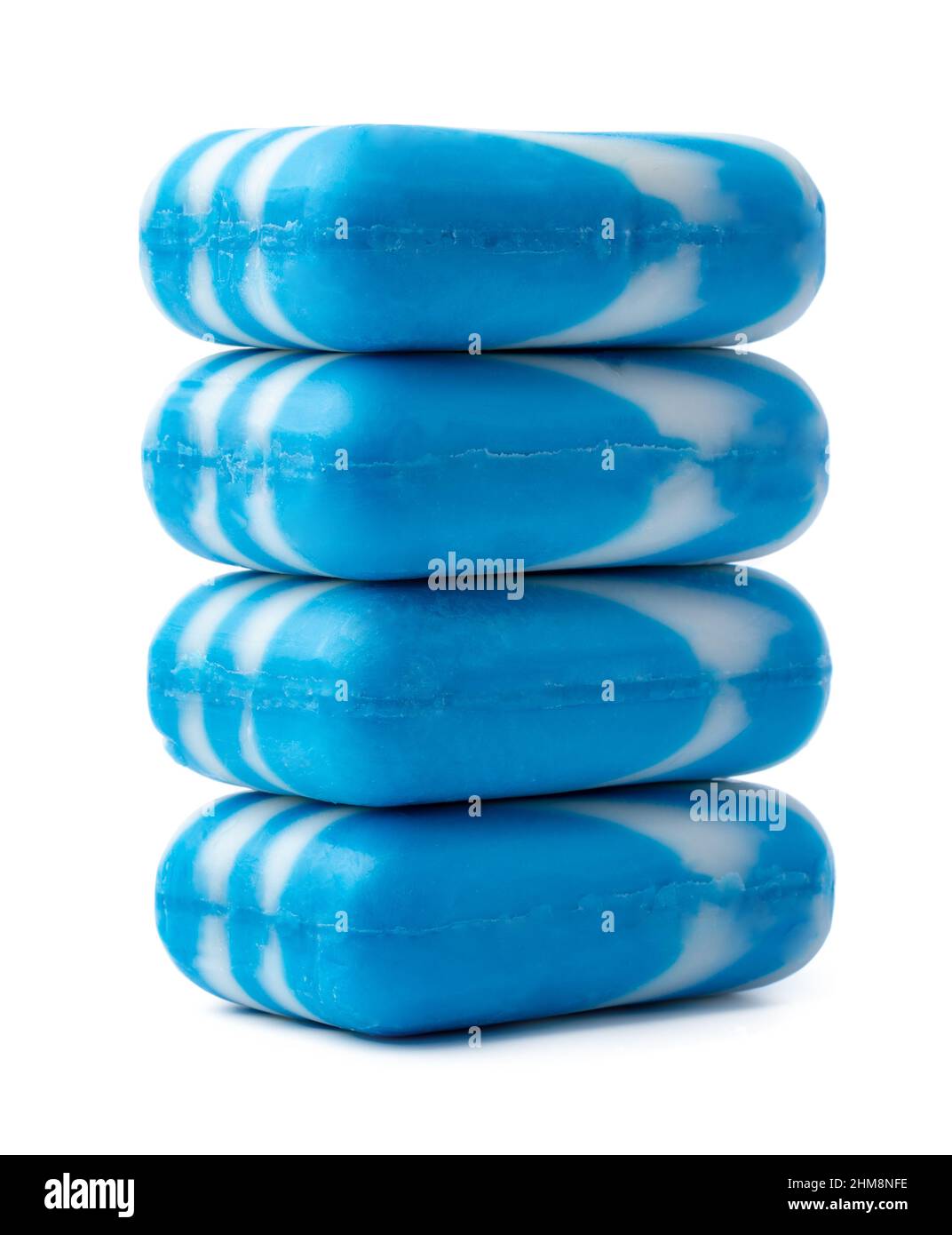 Stacked blue soap bars isolated on white background Stock Photo - Alamy
