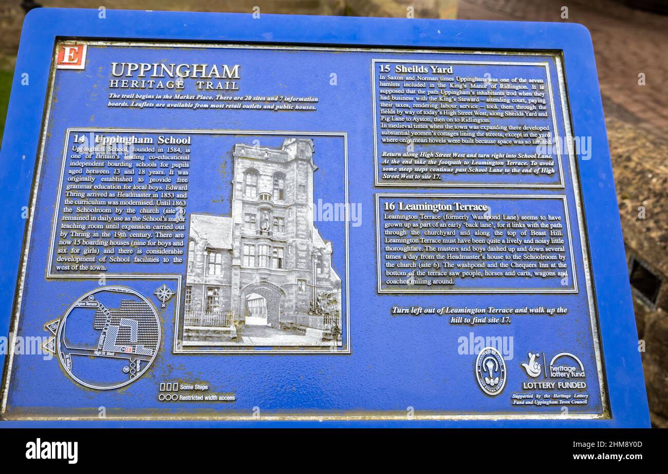 Uppingham heritage trail blue sign hi-res stock photography and images ...