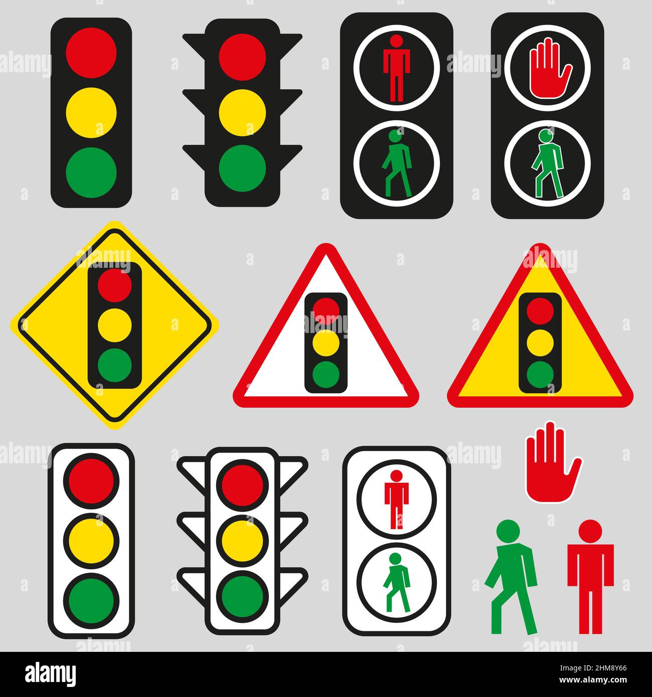 Set of traffic lights. Flat signal icons. Semaphore design. Vector ...