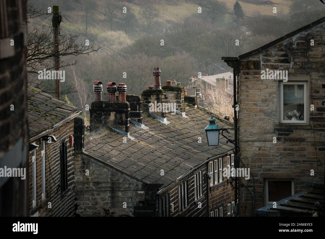 Haworth, UK: View over Howarth, West Yorkshire from Main Street which ...