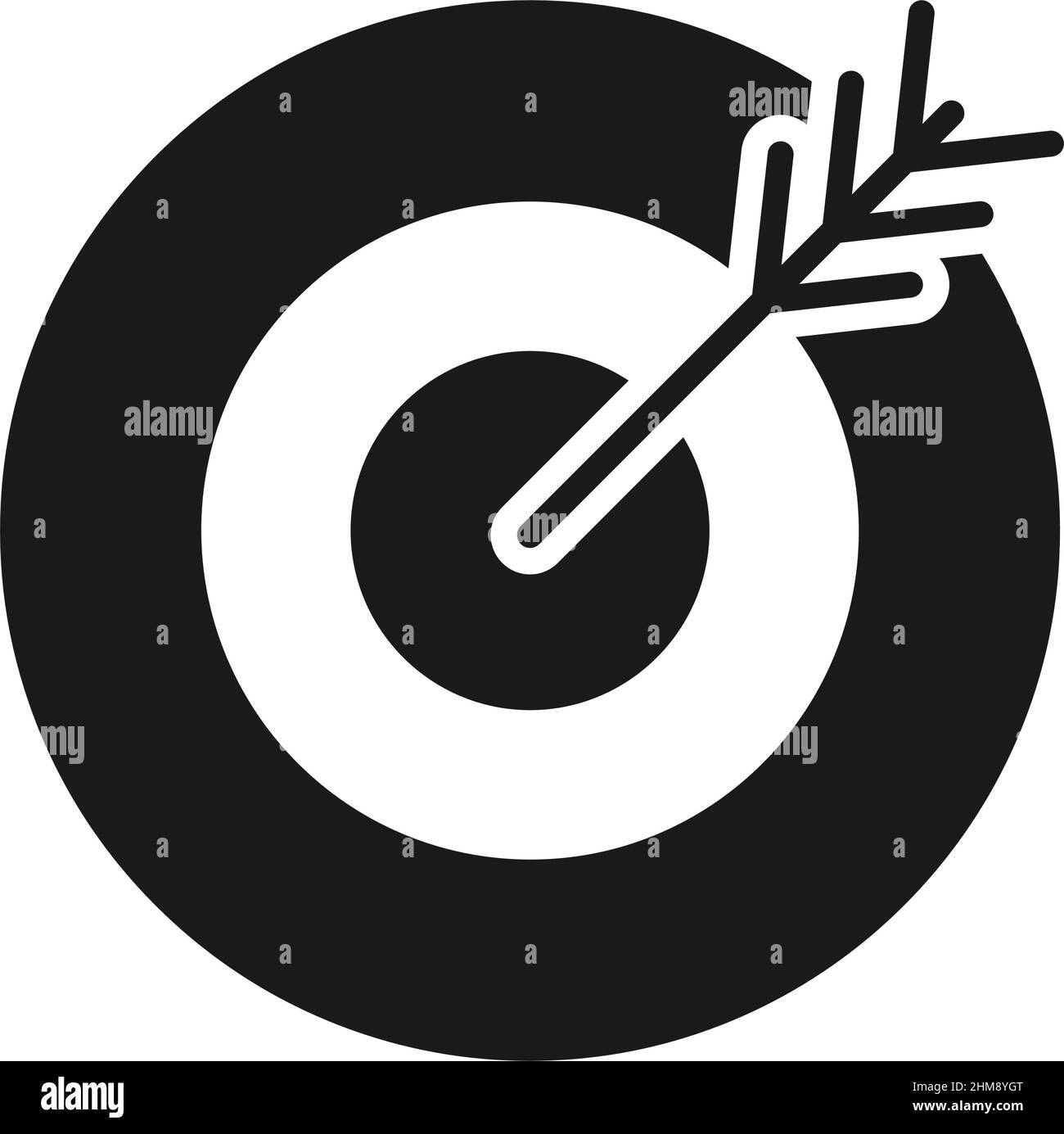 Black and white arrow hitting a target icon. Precise targeting ...