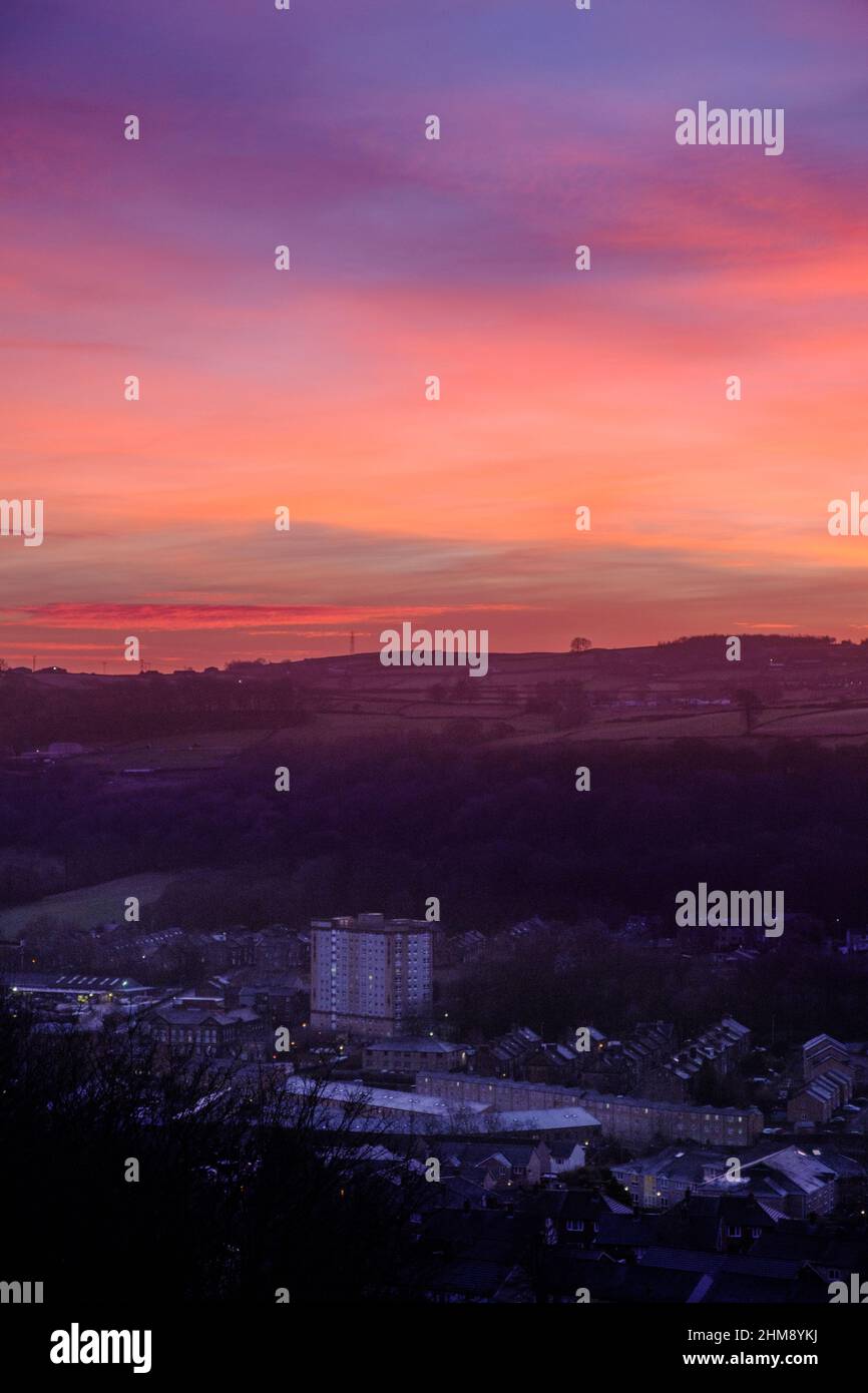 Keighley, UK: View across the Ingrow area of Keighley in West Yorkshire ...