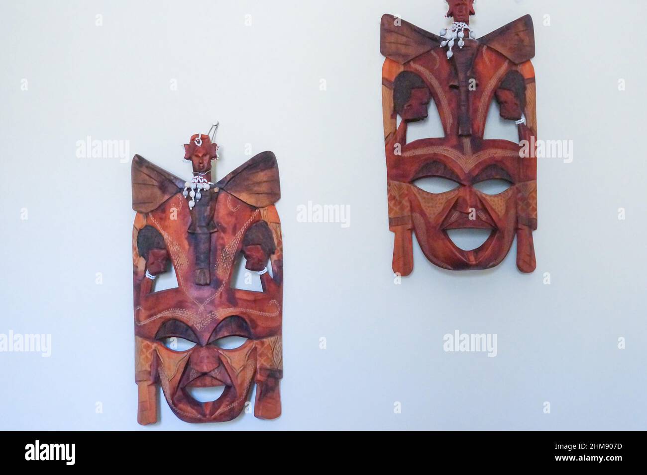 Typical wooden masks from Namibia, Africa Stock Photo - Alamy