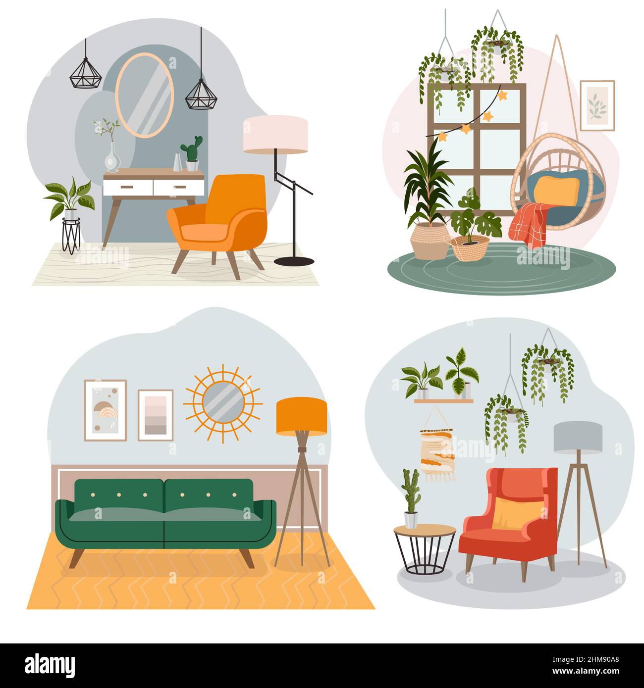 A collection of cozy interiors for rest and relaxation. Stylish ...