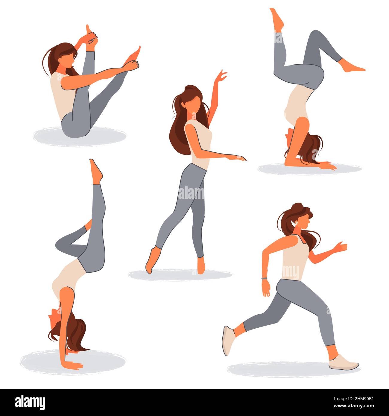 Set of women involved in sports. Active and healthy lifestyle. Vector ...