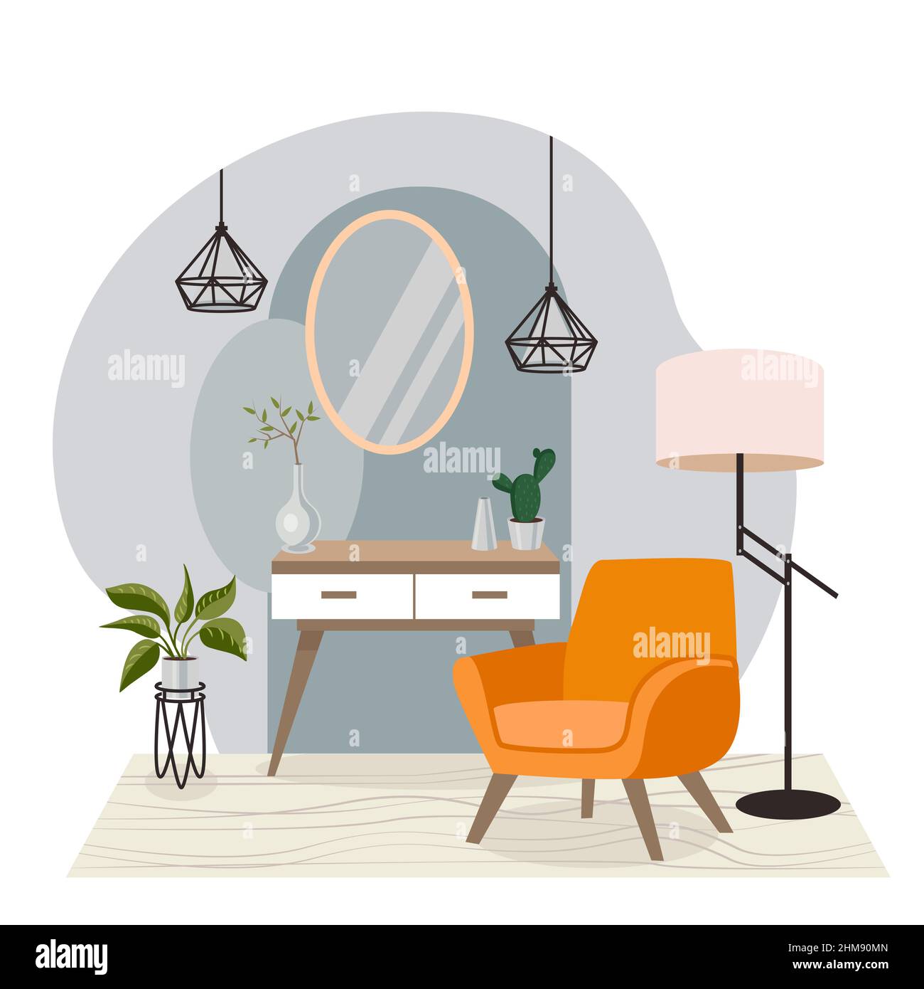 Stylish interior in pastel colors for rest and relaxation. Vector ...