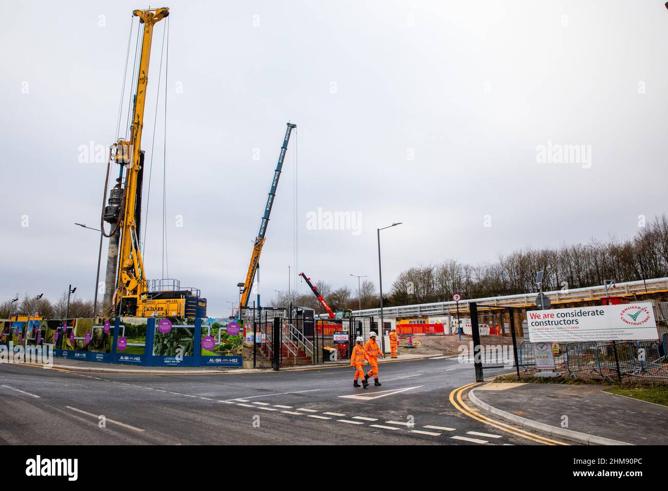 Amersham, UK. 7th February, 2022. Construction works for a vent shaft from the Chiltern tunnel ...