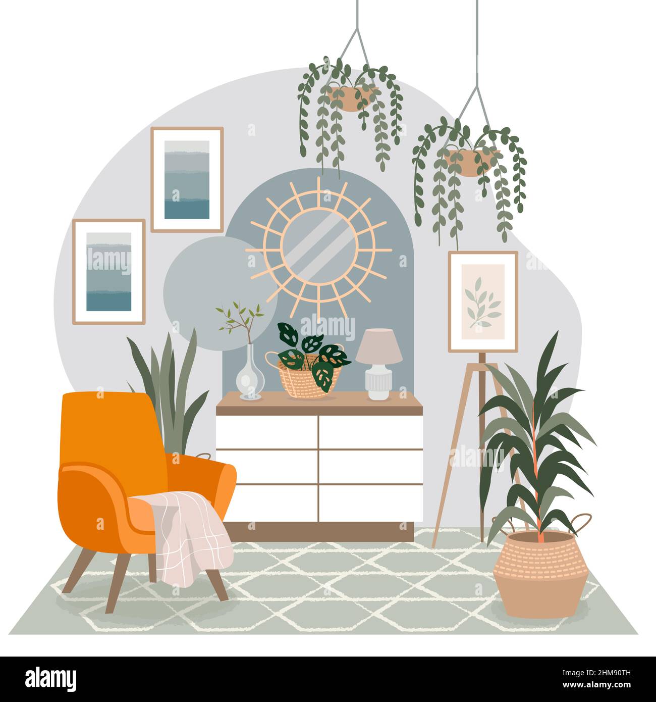 Modern cosy interior Stock Vector Images - Alamy