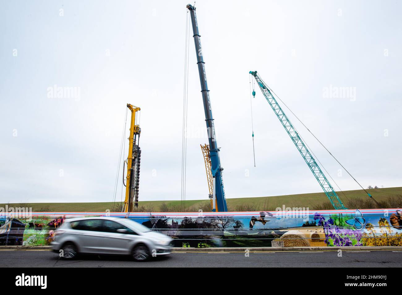 Amersham, UK. 7th February, 2022. Construction works for a vent shaft ...