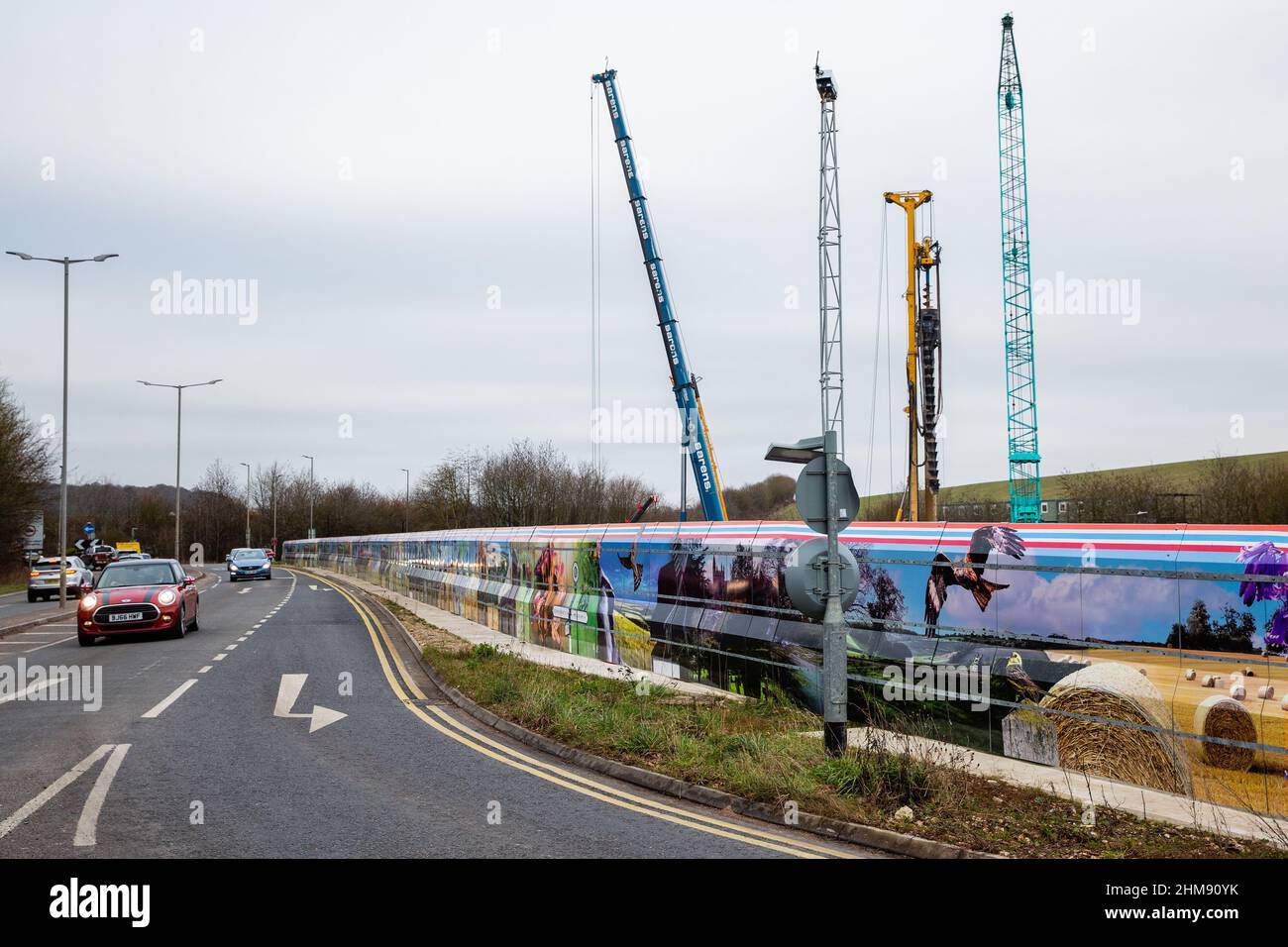 Amersham, UK. 7th February, 2022. Construction works for a vent shaft ...