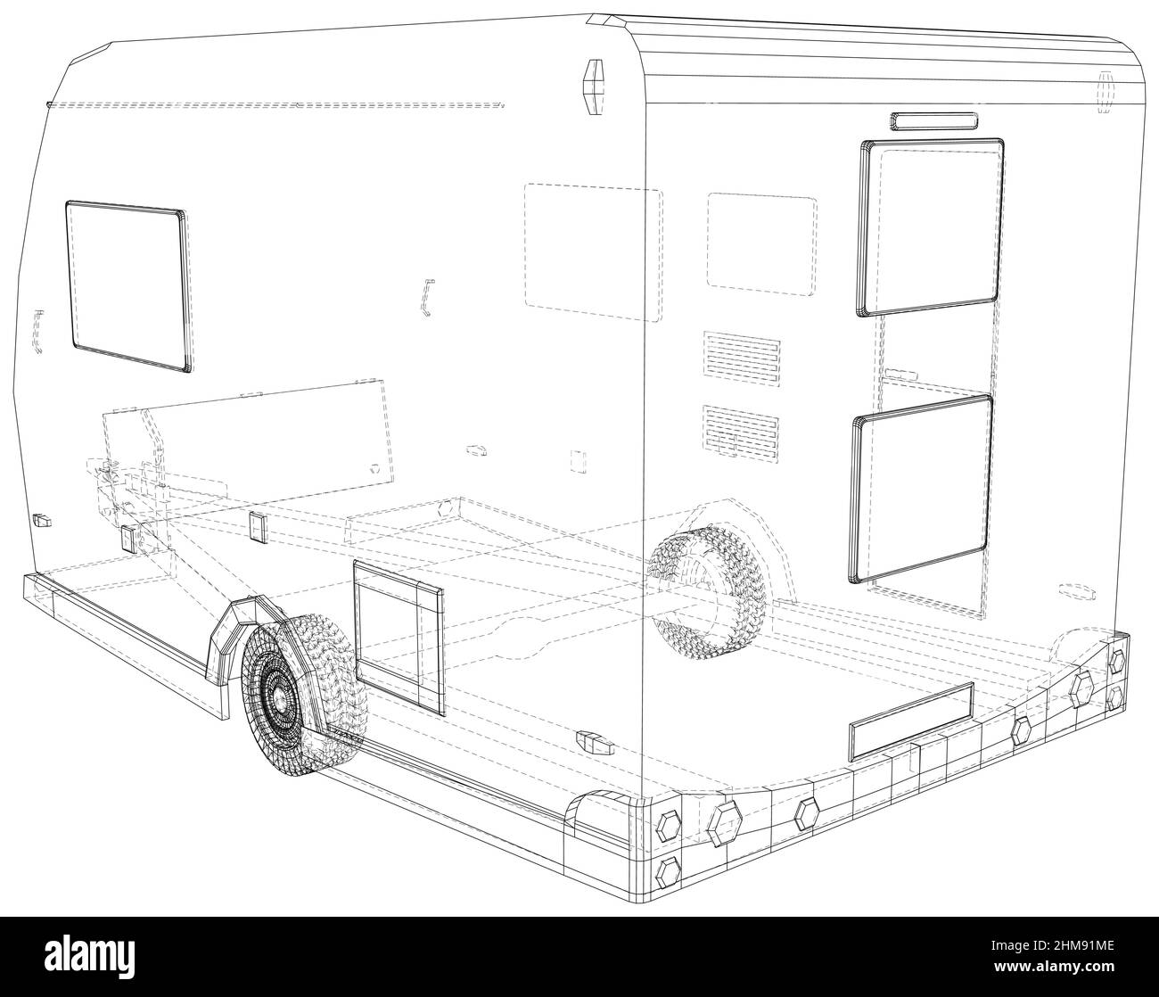 Camping trailer outline vector isolated on white background Stock ...