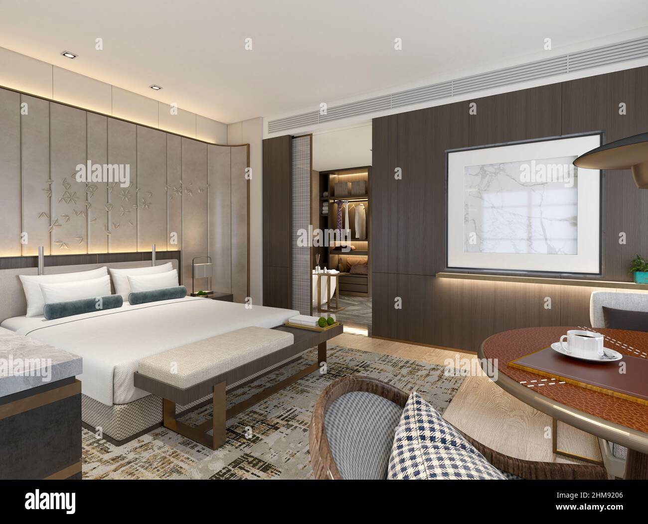 3d render of bedroom, hotel room Stock Photo - Alamy