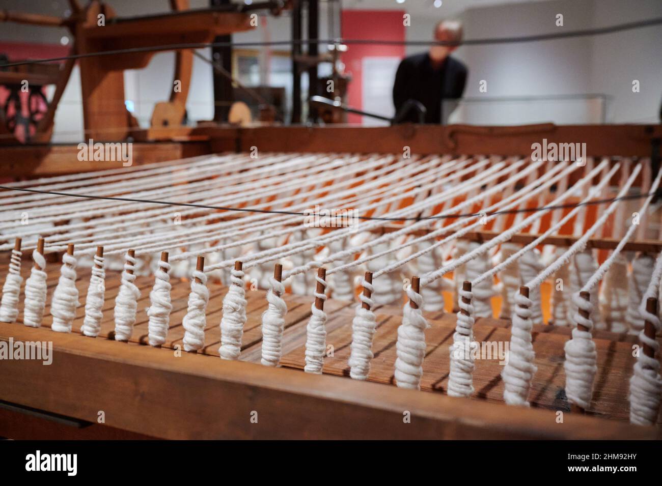 Berlin, Germany. 08th Feb, 2022. A replica of a Jenny spinning machine ...