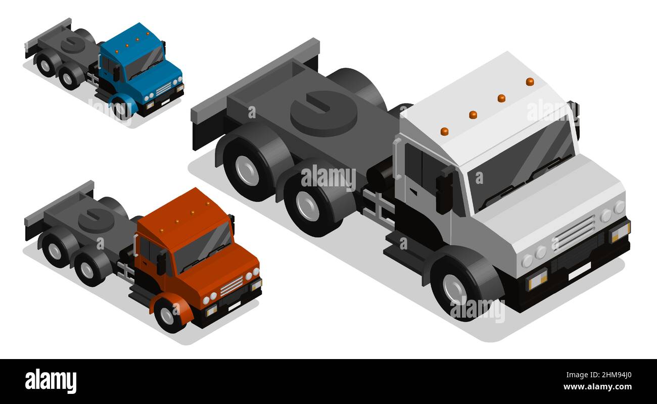 Isometric Heavy truck for transporting goods over long distances ...
