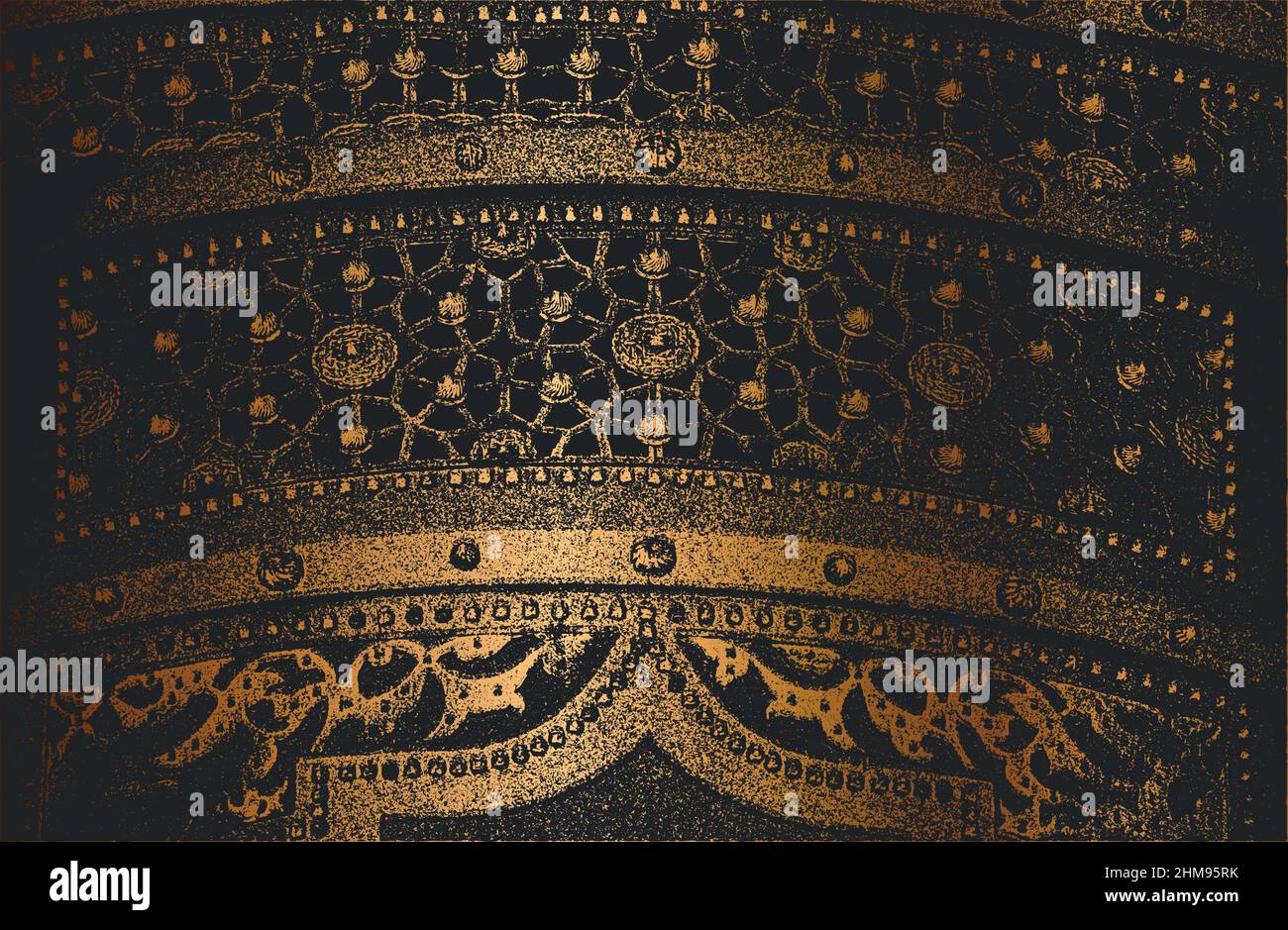 Luxury black golden metal gradient background with distressed fabric ...
