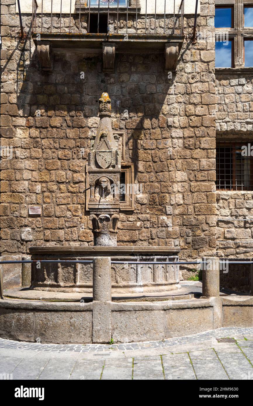 Piazza Roma square, Fountain in Fuso, medieval quarter, historic center ...