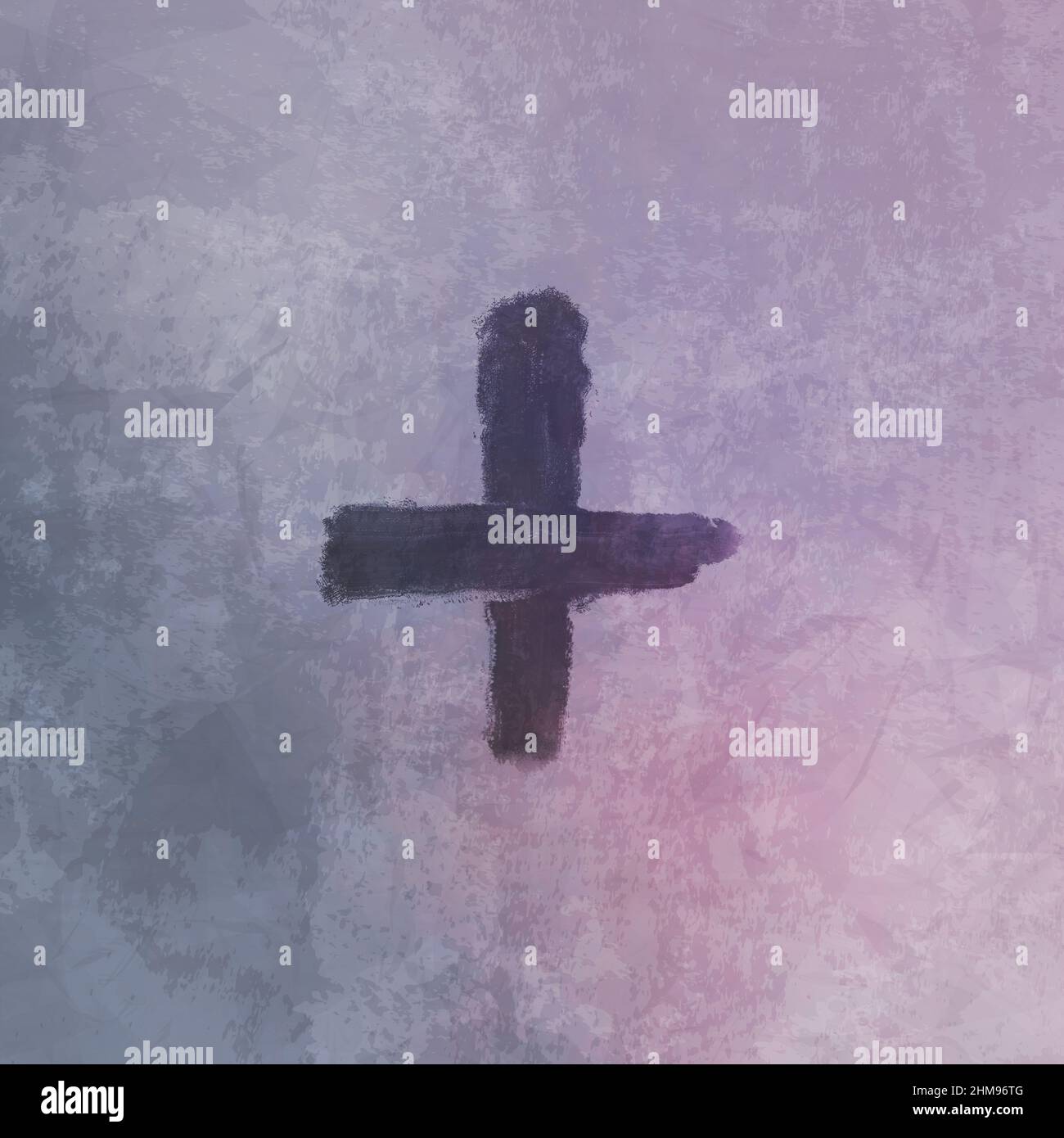 Cross made from ashes. Symbolic of Ash Wednesday. Stylized illustration ...