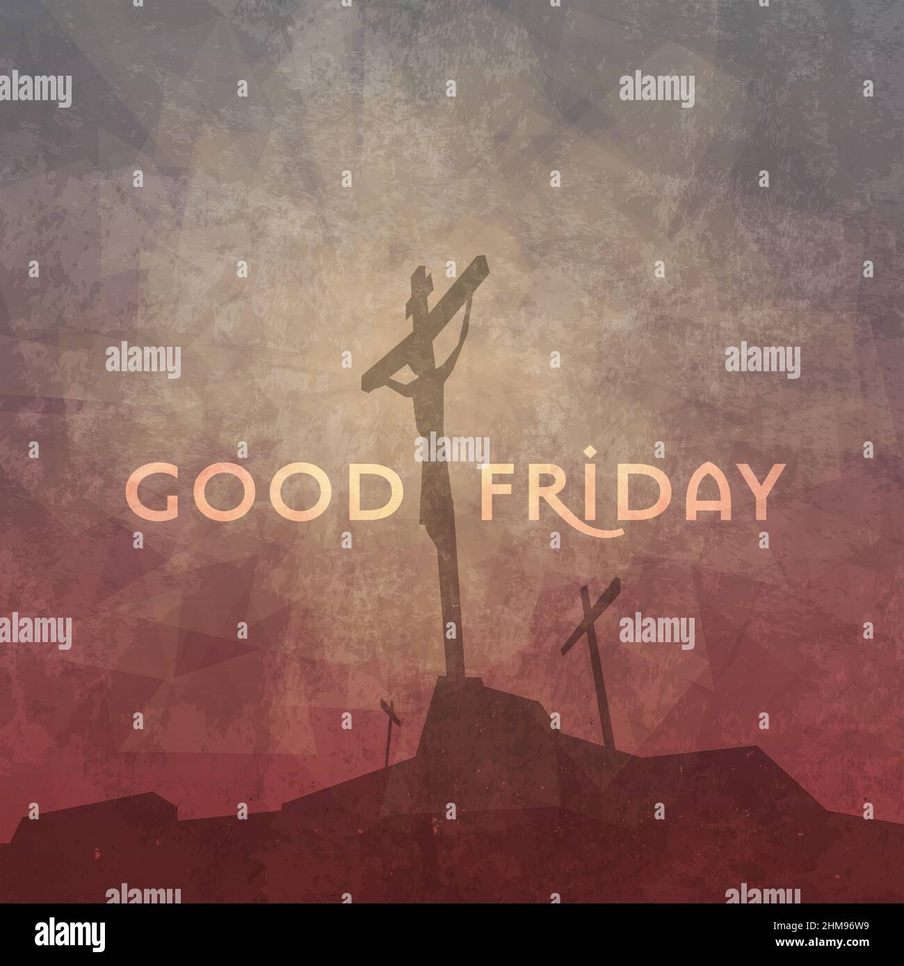 Good Friday type over silhouette of Jesus Christ being crucified on the ...