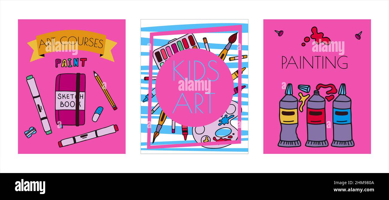 Vector art tools sketch banners. Cards hand drawn vector artist s ...