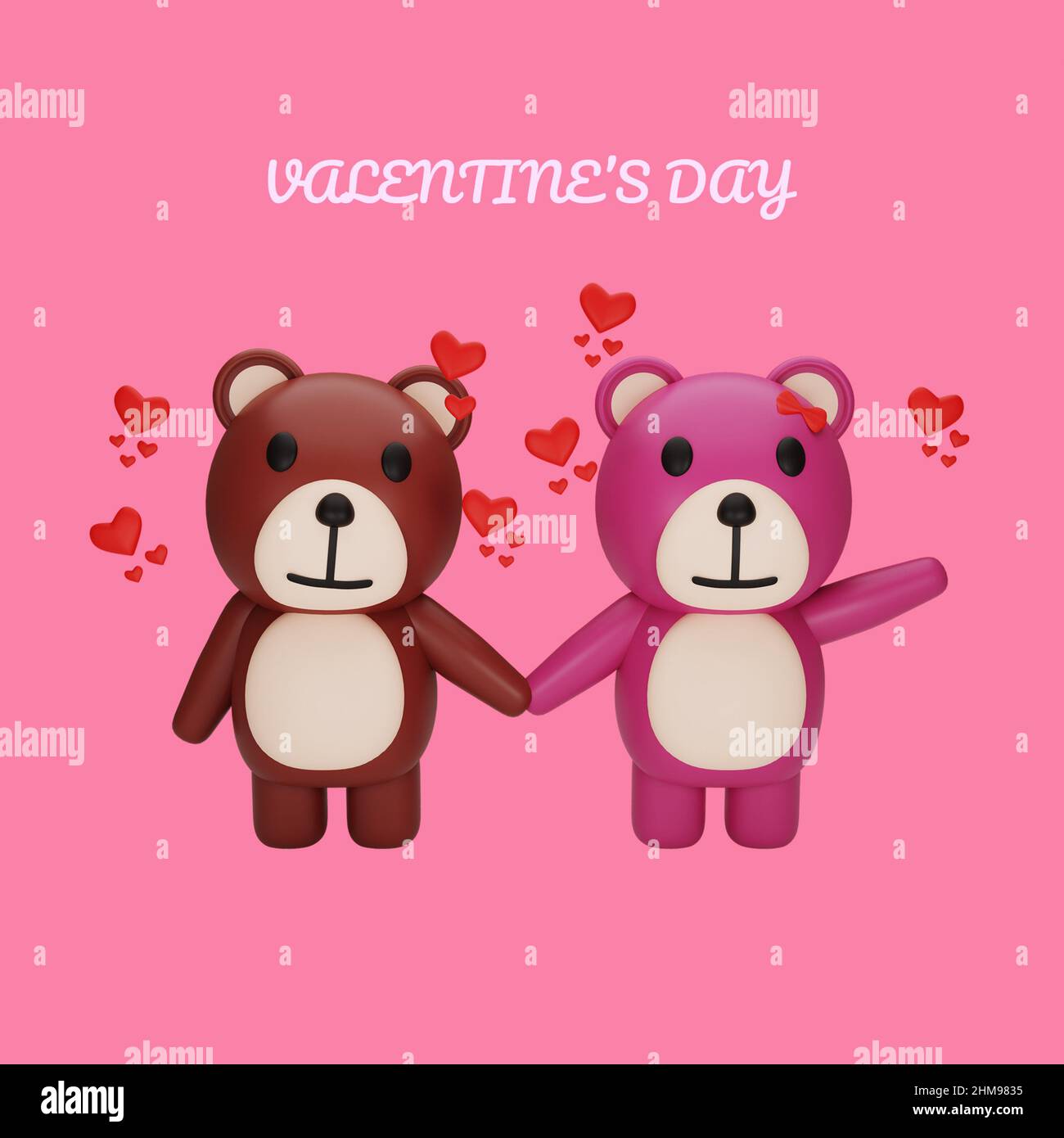 3d rendering of teddy bear valentine's day concept Stock Photo - Alamy