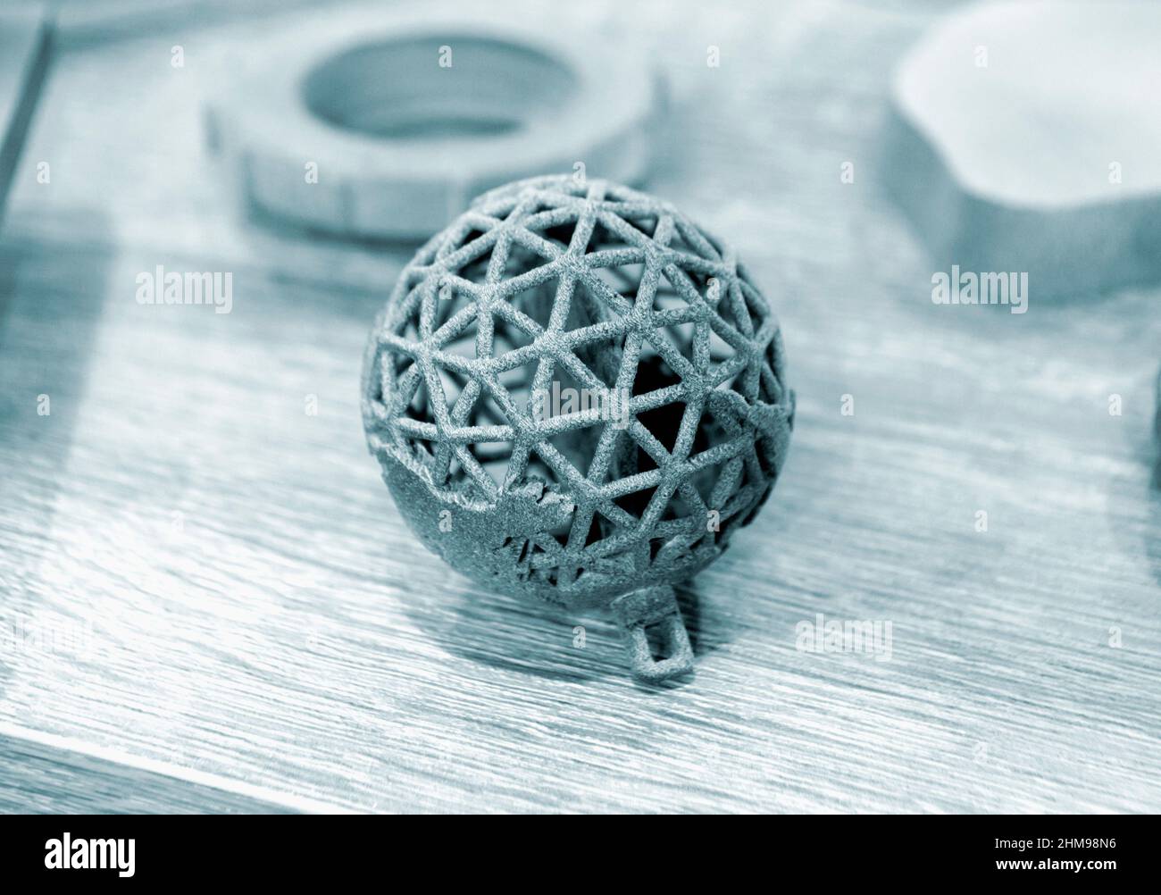 Gray abstract models printed on 3d printer from powder close-up Stock ...