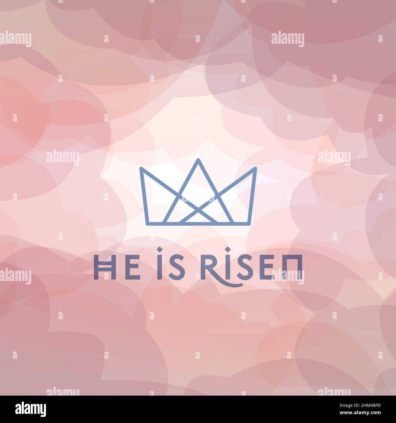 He is Risen under crown icon, with multi-colored clouds with bright sun ...