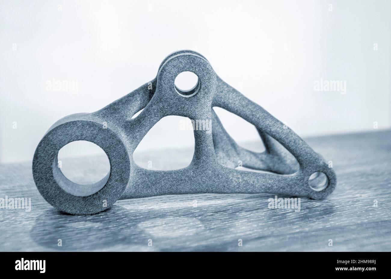 Gray abstract model object printed on 3d printer from powder close-up ...