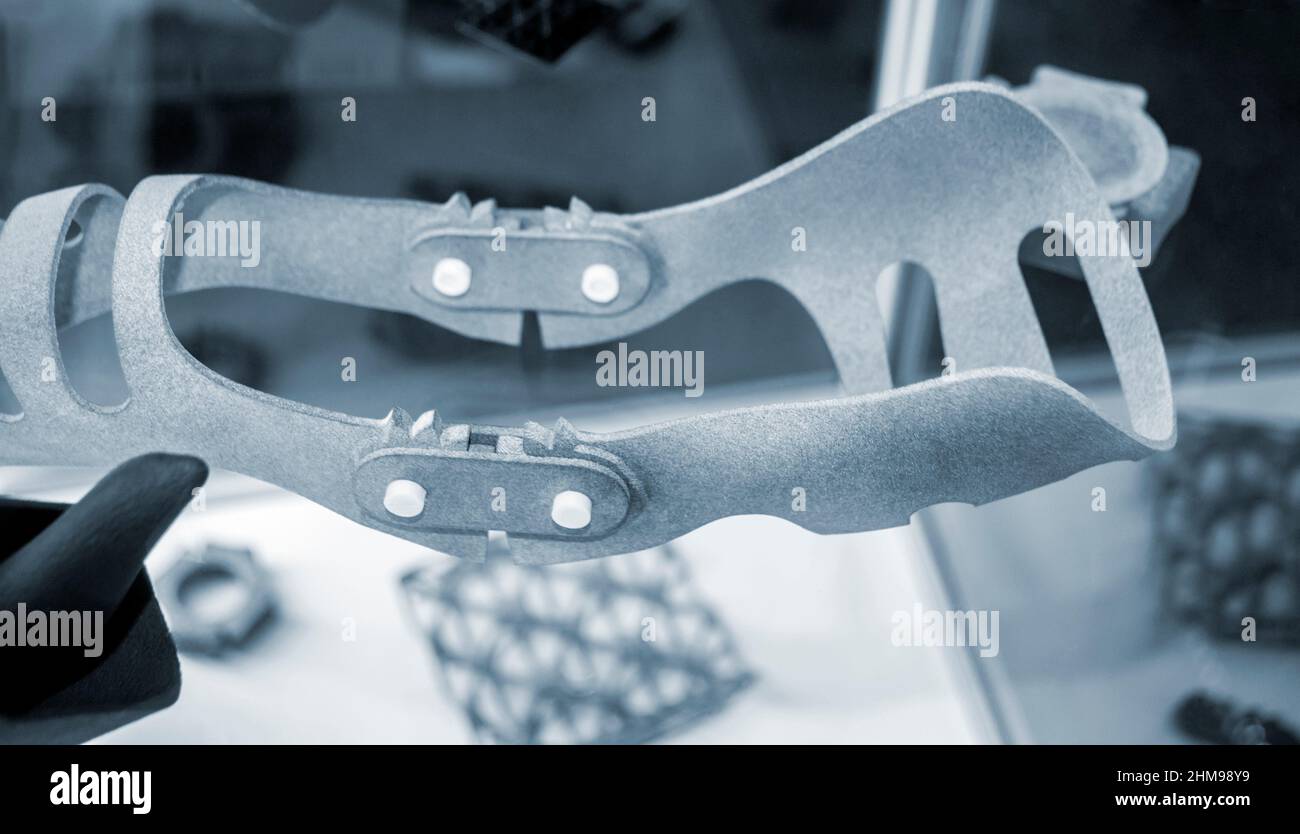 Gray orthopedic plastic prosthesis printed on powder 3D printer for ...