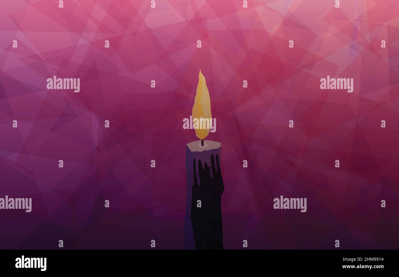 Single purple candle, symbolic of Tenebrae or candle light service ...