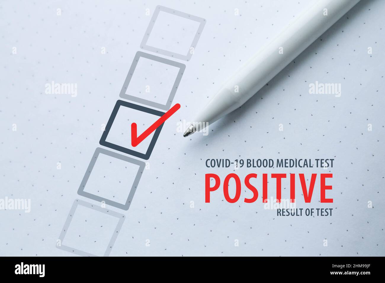 Medical blood test for covid-19, positive test result. Test mark Stock ...