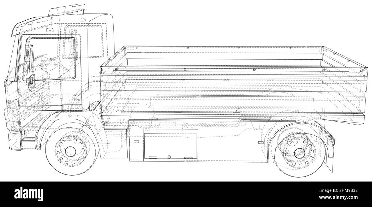Flatbed truck vector illustration isolated on white background Stock ...