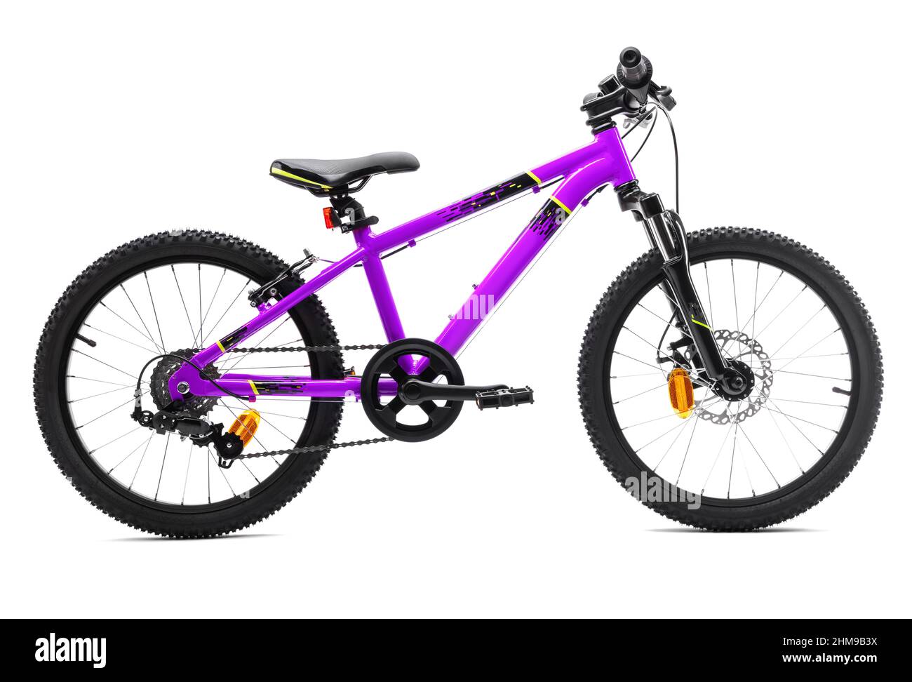 Sport purple mountain bicycle bike isolated on white background Stock ...