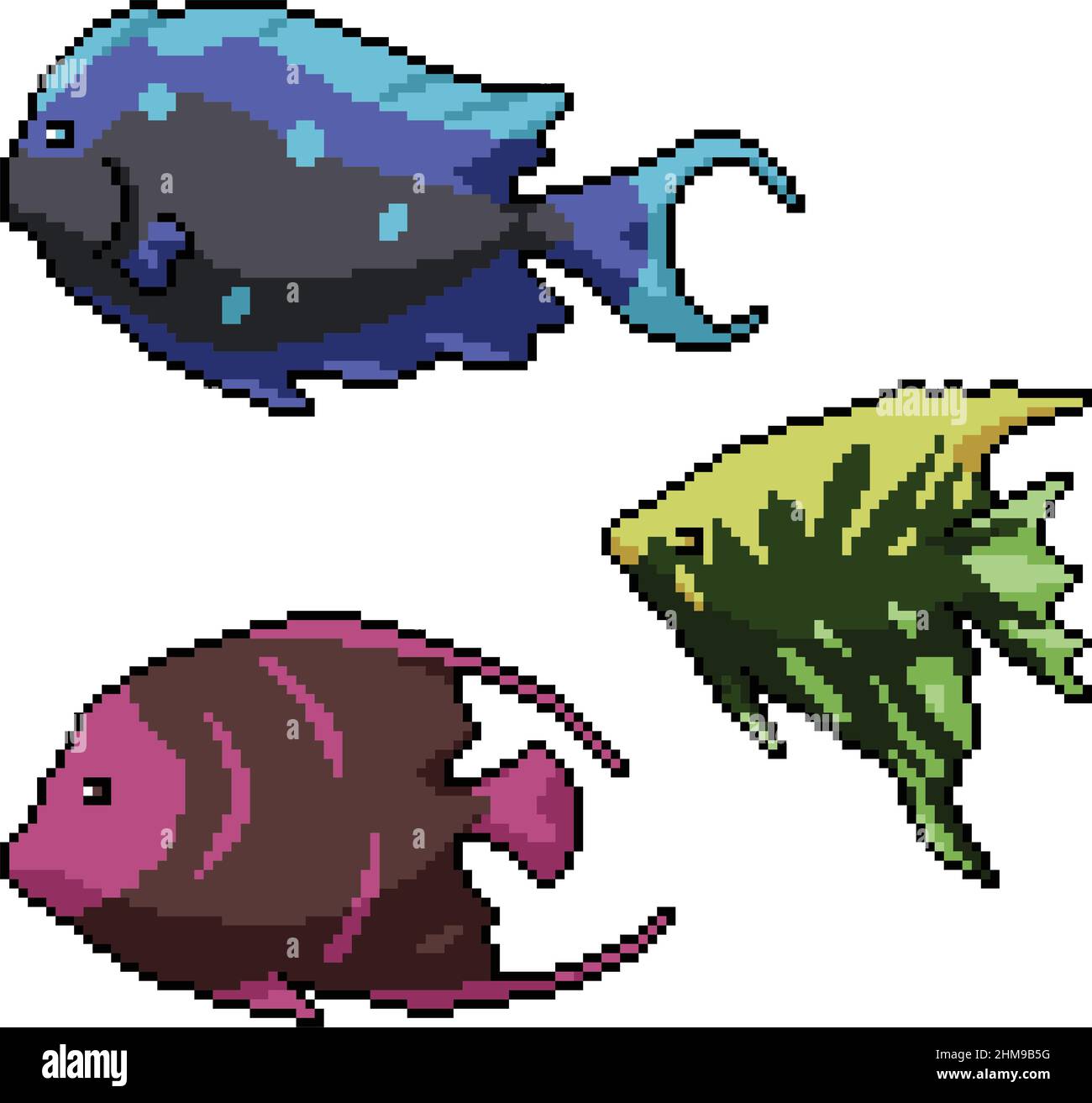 pixel art of colorful fish side Stock Vector Image & Art - Alamy