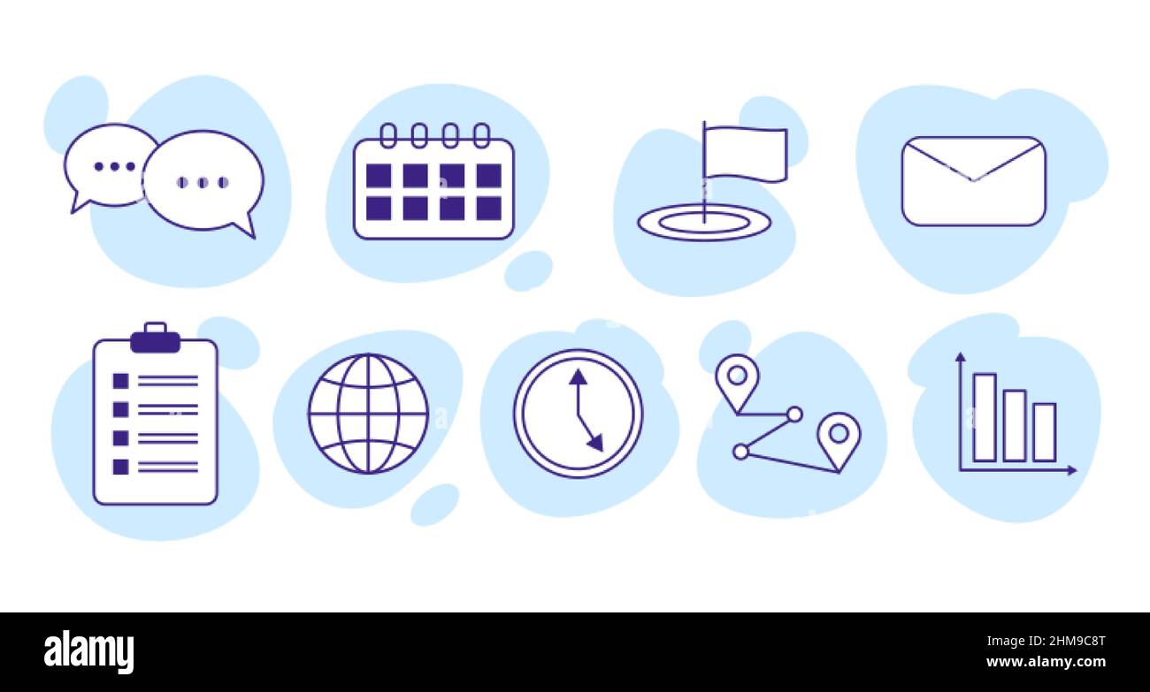 Business web icon set. Outline icons collection for management, finance ...
