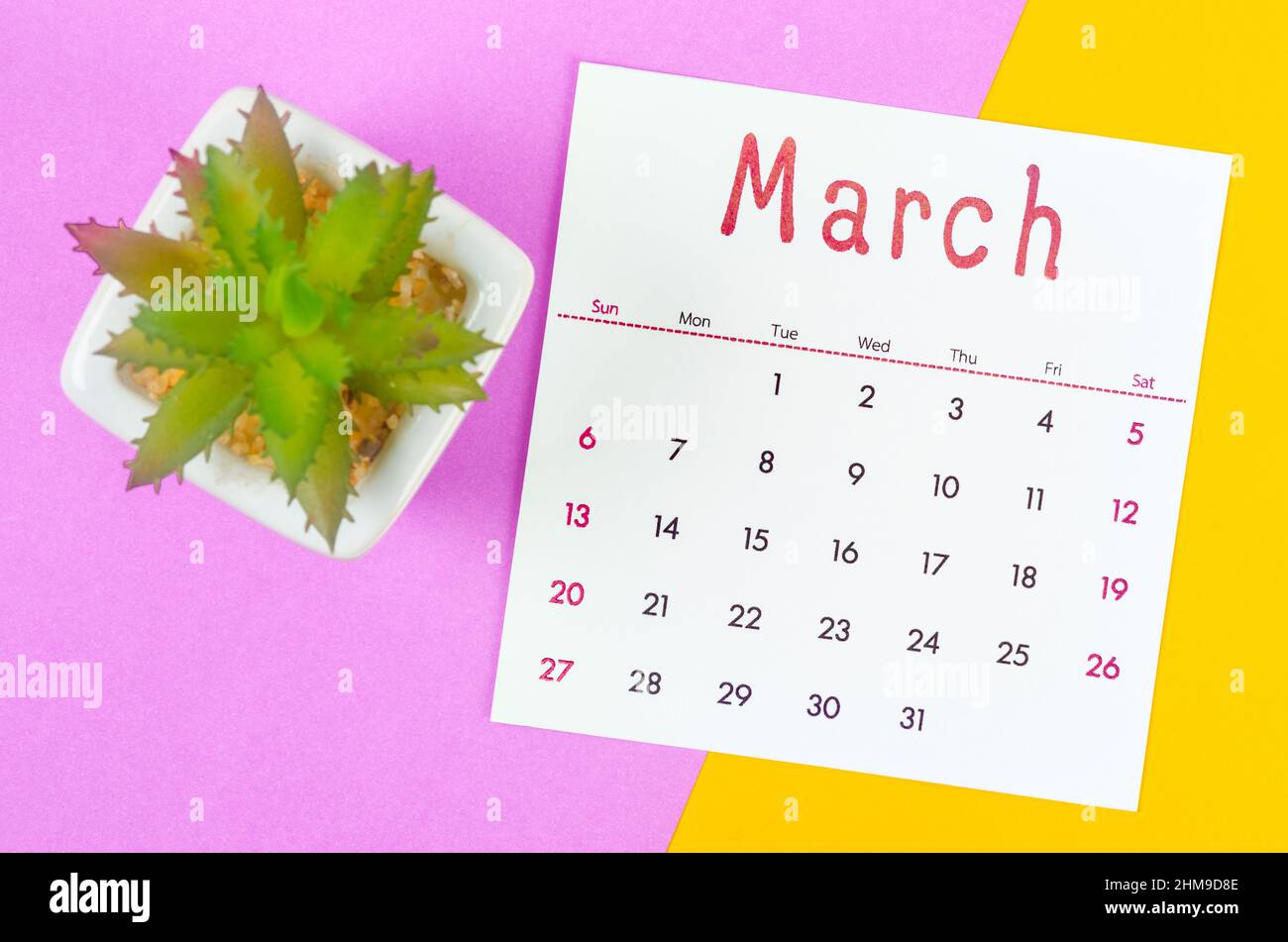 The March 2022 calendar on multicolored background Stock Photo - Alamy