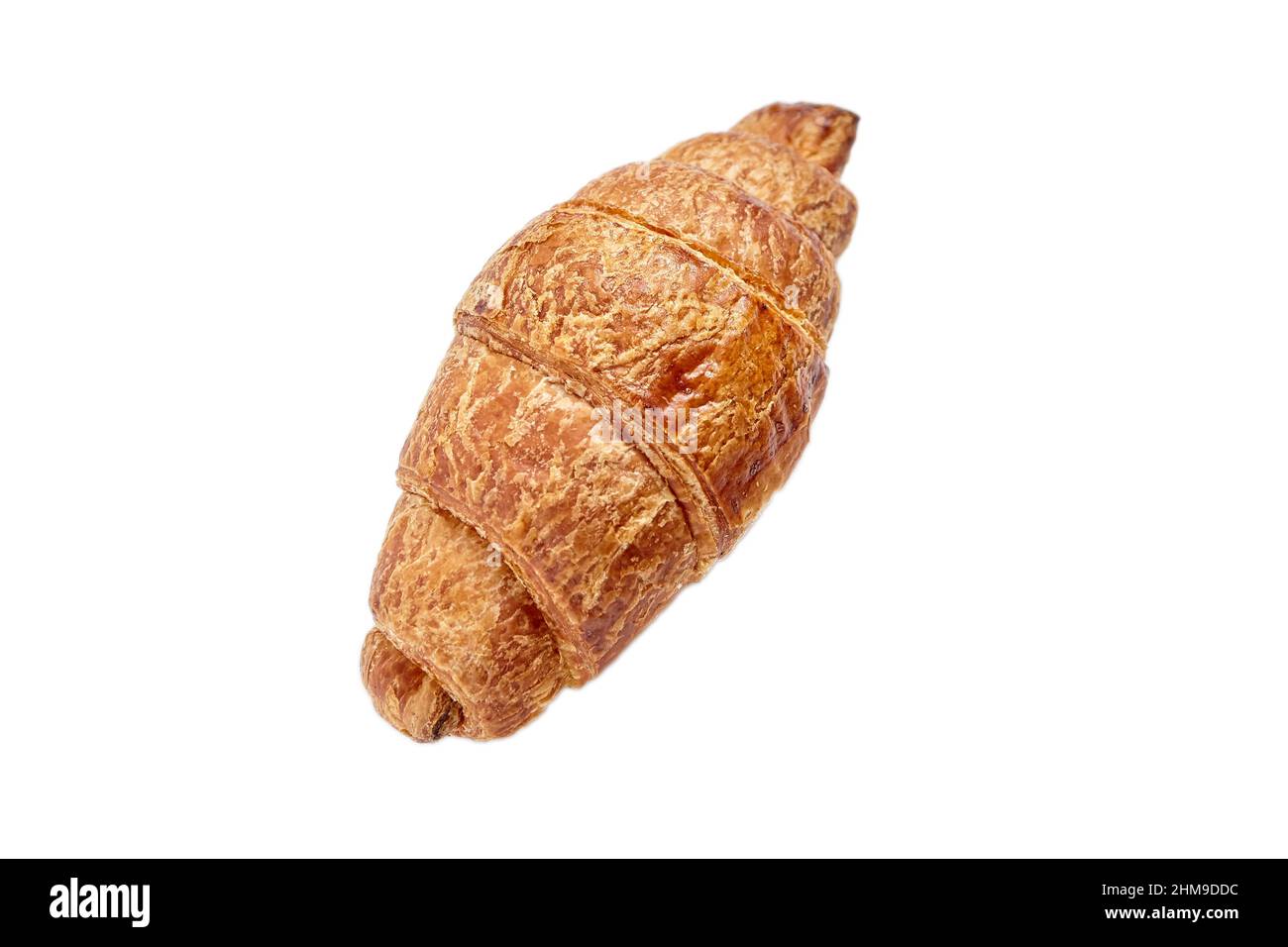 Single croissant isolated on white background. Flour baking Stock Photo ...