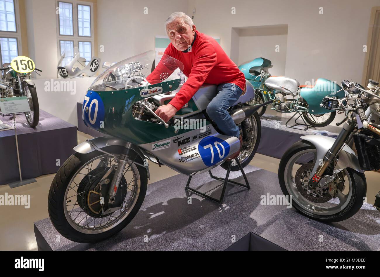 08 February 2022, Saxony, Augustusburg: Heinz Rosner, former motorcycle ...