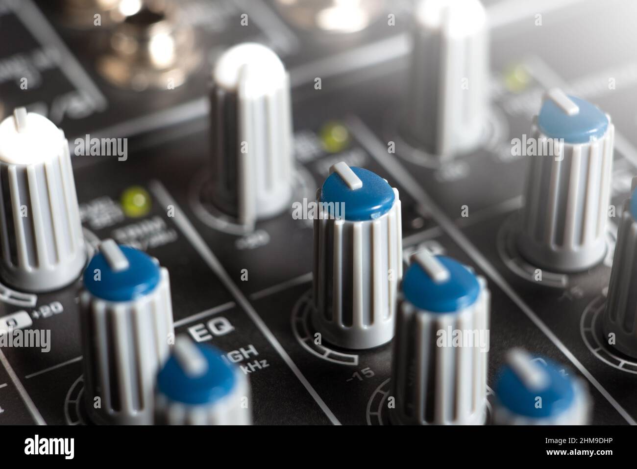 sound mixer and many faders close up music studio Stock Photo - Alamy