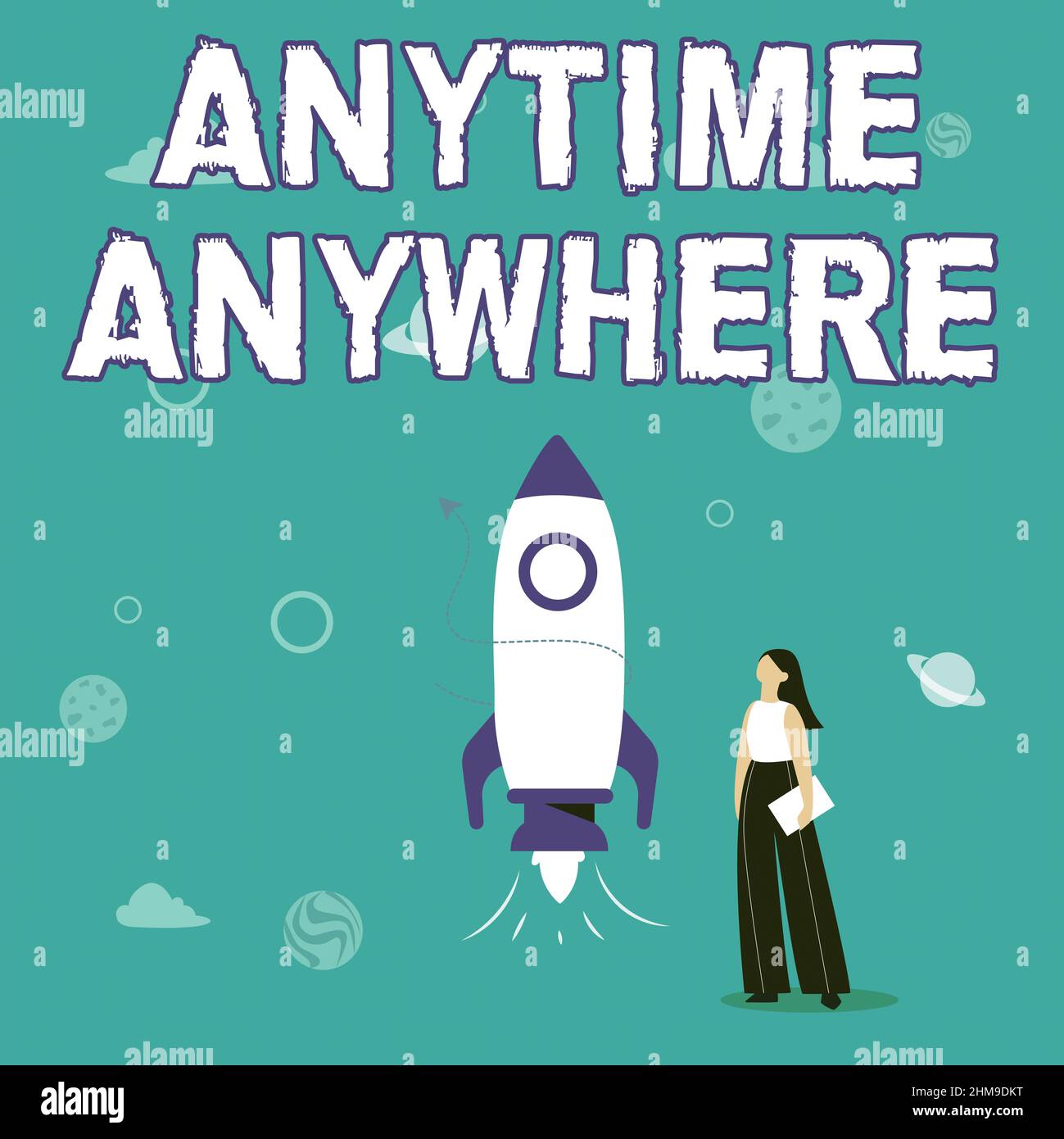 Sign displaying Anytime Anywhere. Internet Concept saying that you can ...