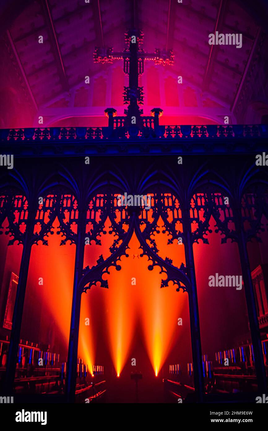 Inside St Mary's Church during State of Matter's light show during ...