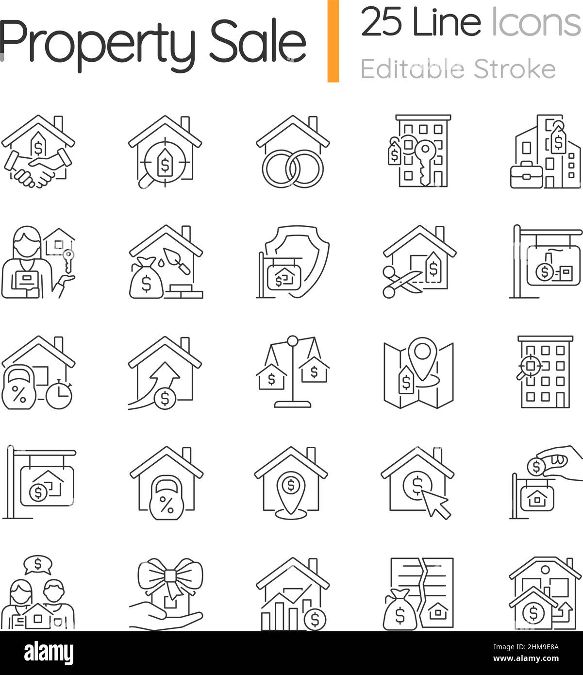 Property sale linear icons set Stock Vector Image & Art - Alamy