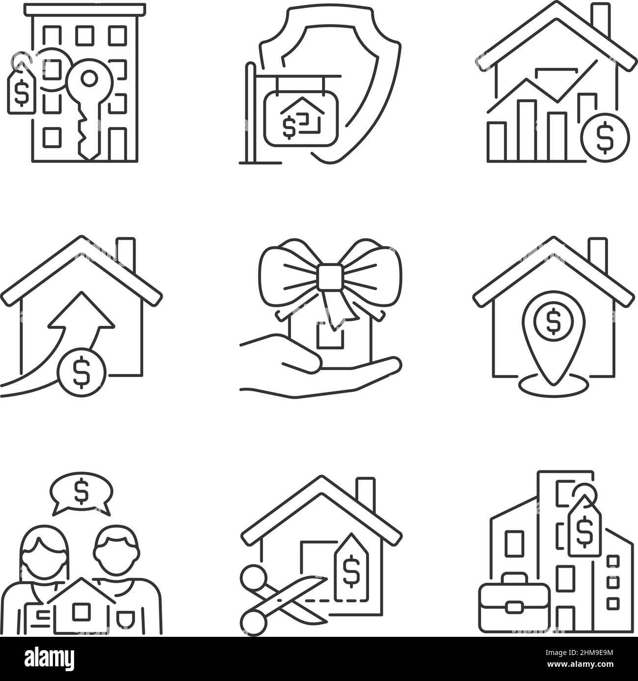 Immovable property purchasing linear icons set Stock Vector Image & Art ...