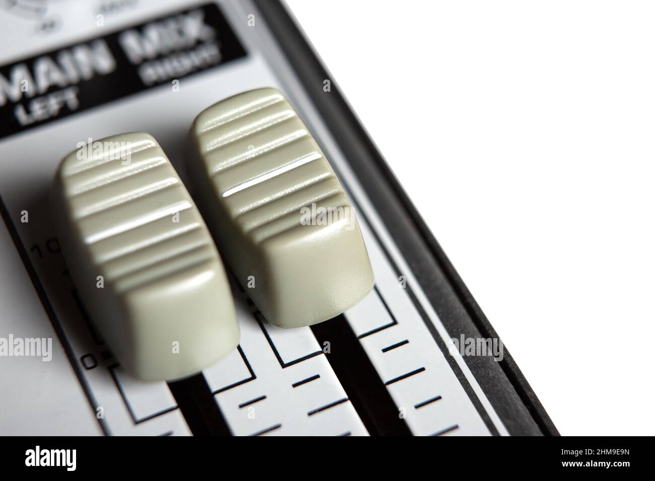 sound mixer and two faders close up music studio Stock Photo - Alamy