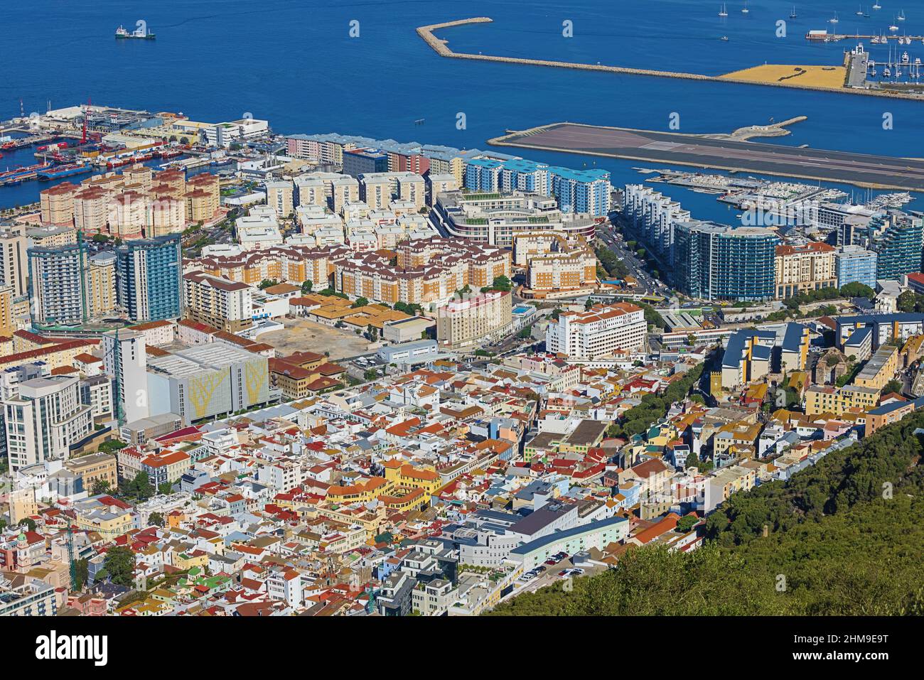 Close up of downtown Gibraltar from the top of the Rock Stock Photo - Alamy
