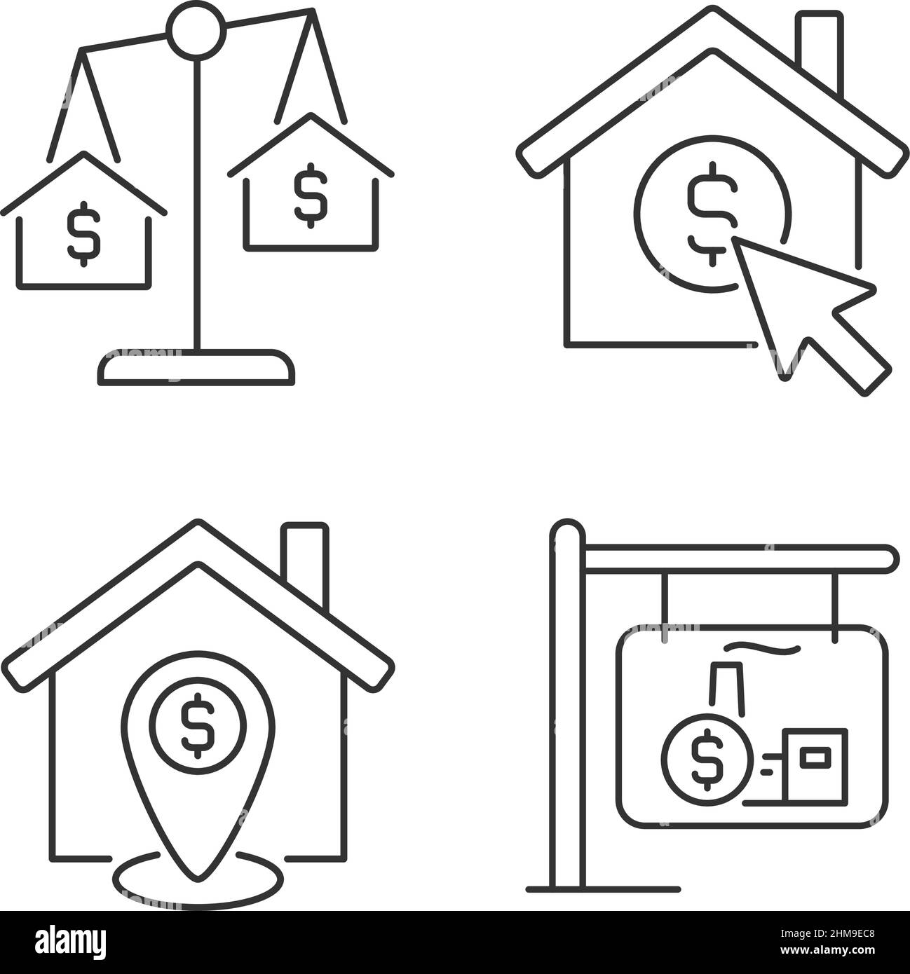 Housing searching linear icons set Stock Vector Image & Art - Alamy