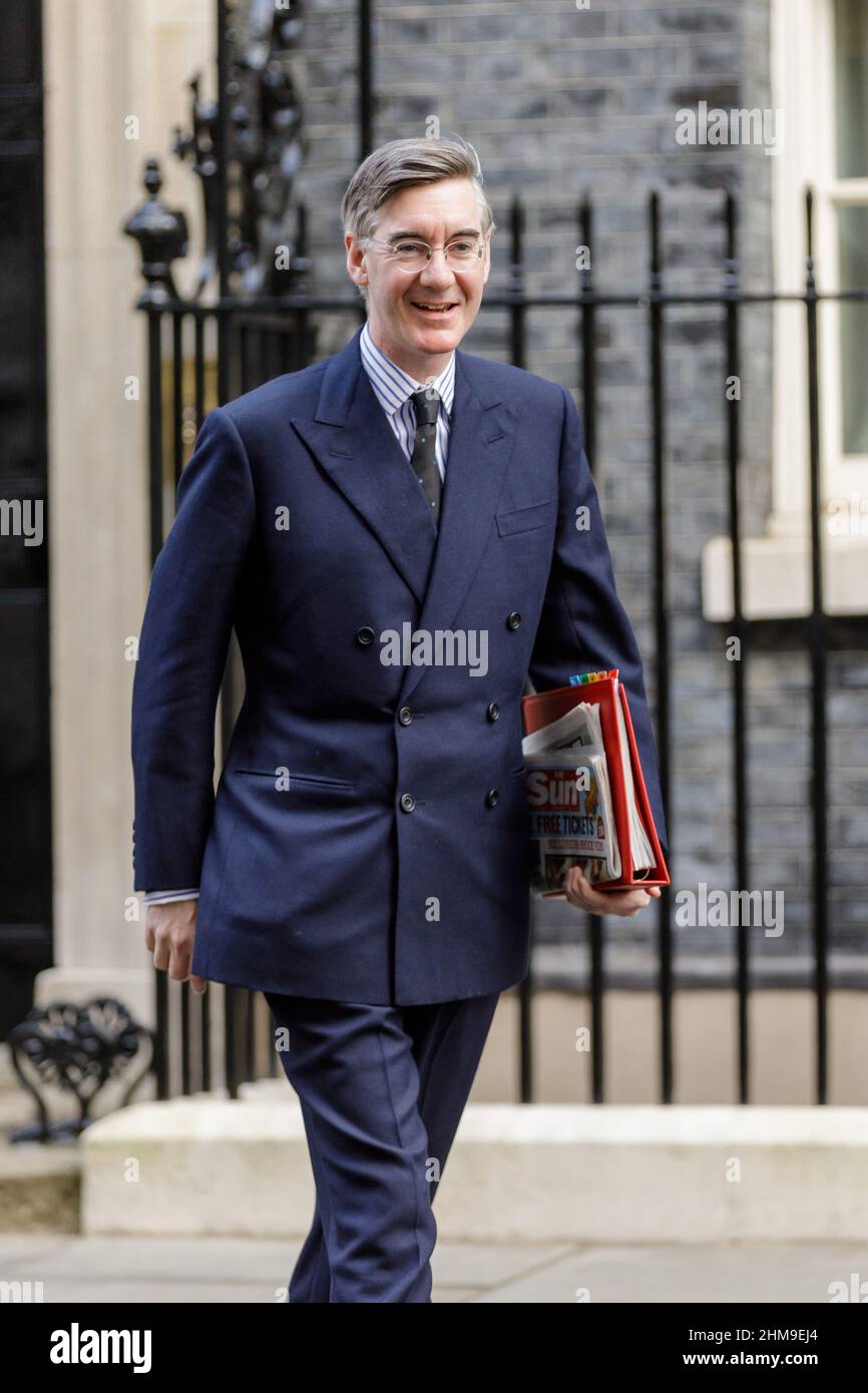 Downing St. London, UK. 8th February 2022.The Rt Hon Jacob Rees-Mogg MP ...