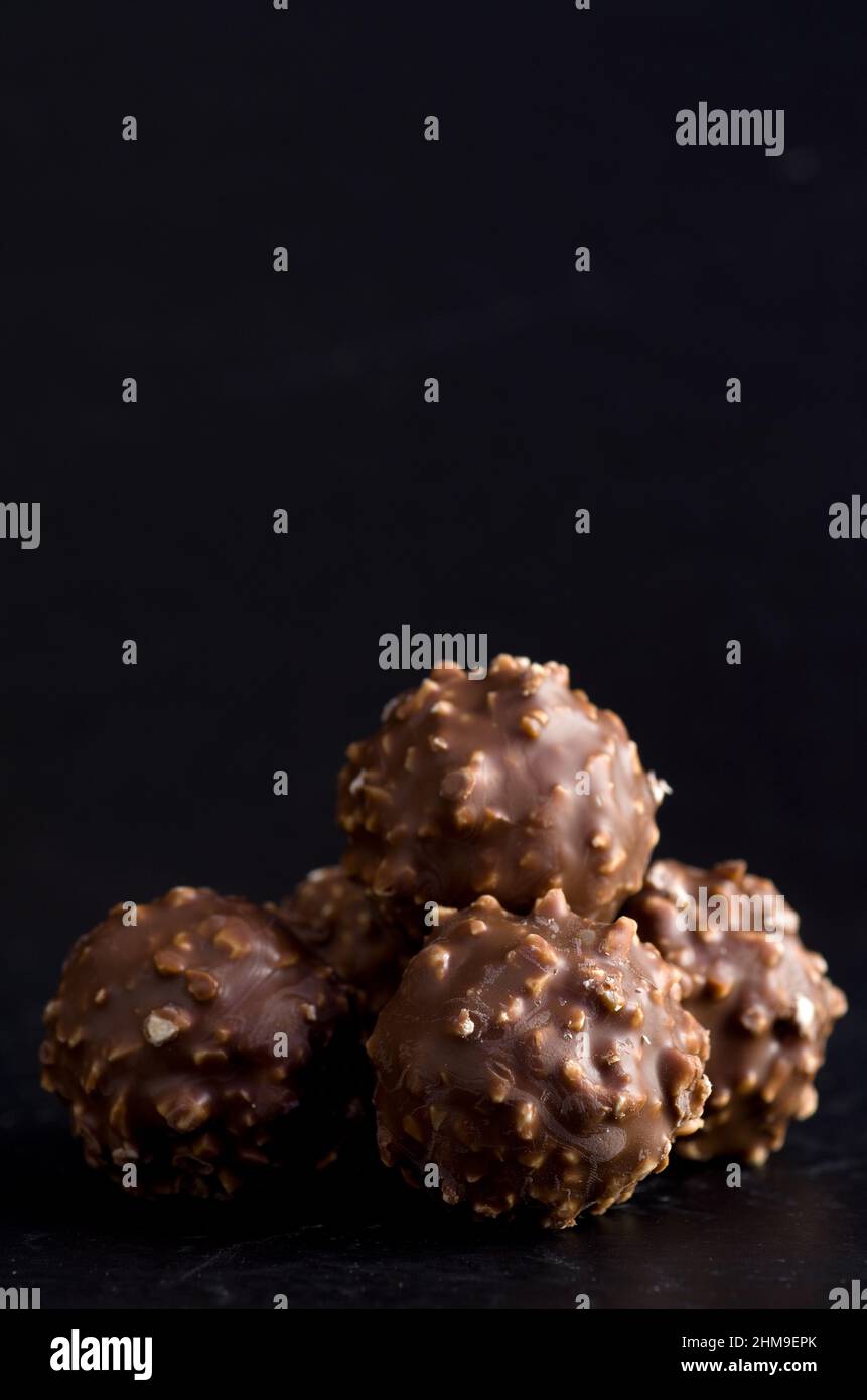 Macro Image of Delicious Chocolate and Nuts Balls Vertical Stock Photo ...