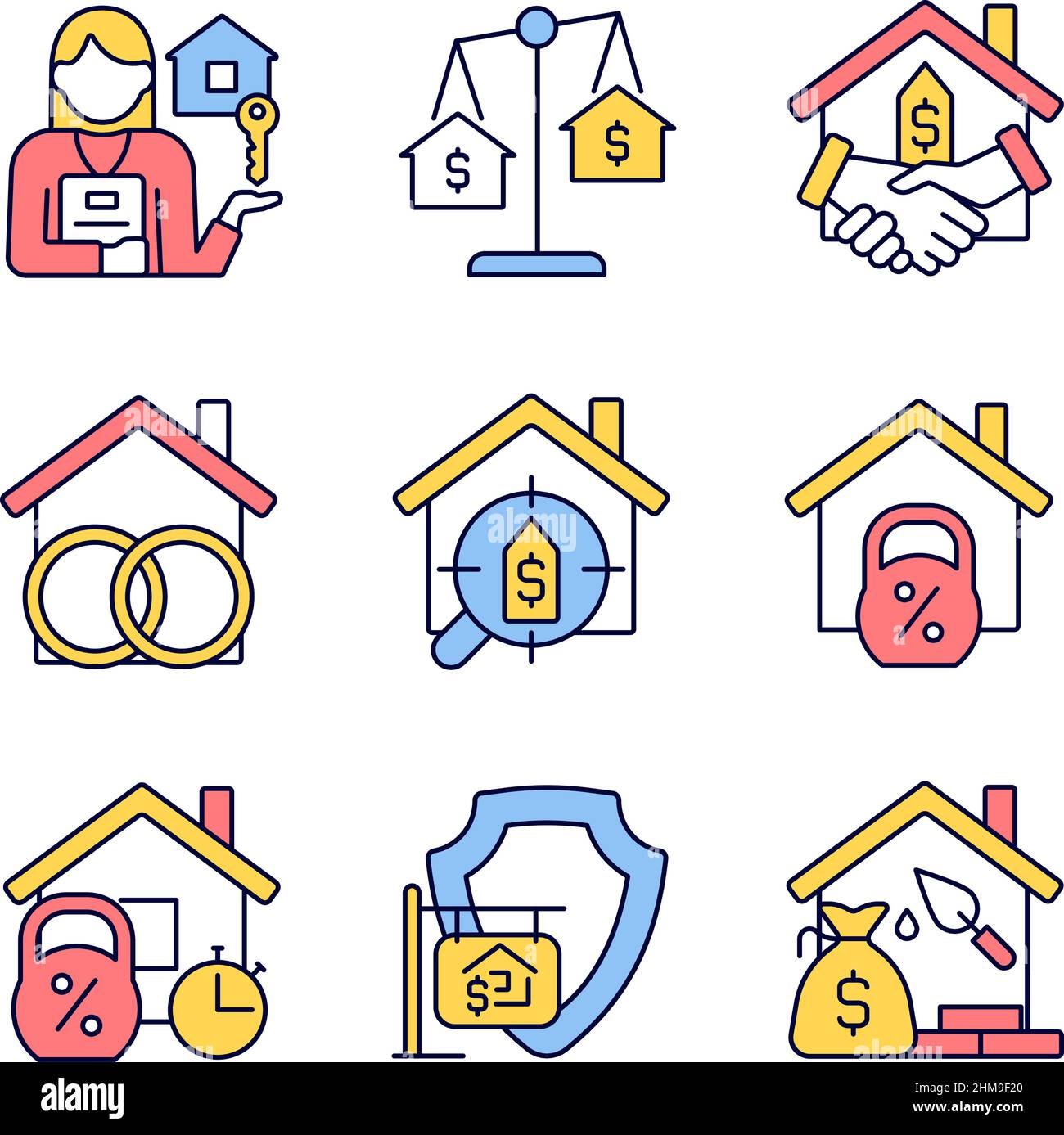 Real estate RGB color icons set Stock Vector Image & Art - Alamy