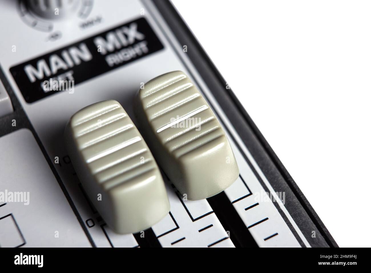 sound mixer and two faders close up music studio Stock Photo - Alamy